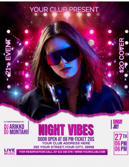 Saturday Night Vibes Party Template | PosterMyWall