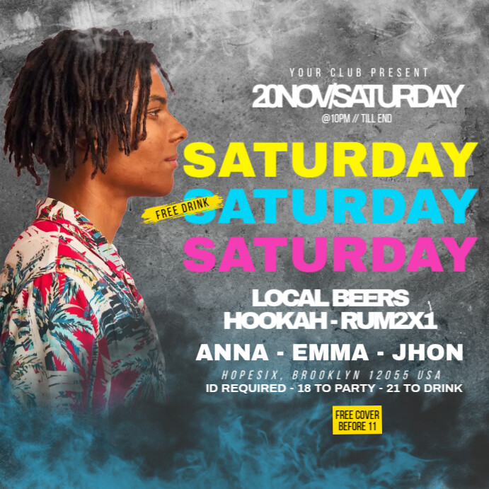 Saturday Party Ads Template | PosterMyWall