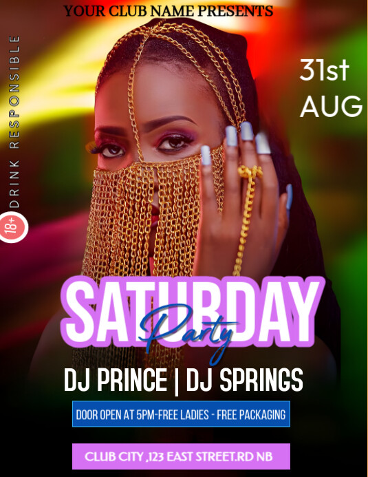 Saturday Party Design Flyer Flyer (us Letter) Template | PosterMyWall