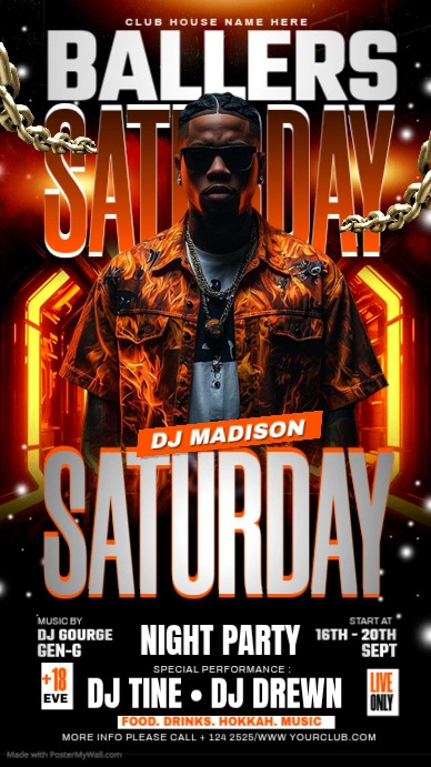 SATURDAY PARTY Template | PosterMyWall