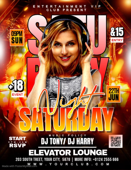 SATURDAY PARTY Template | PosterMyWall
