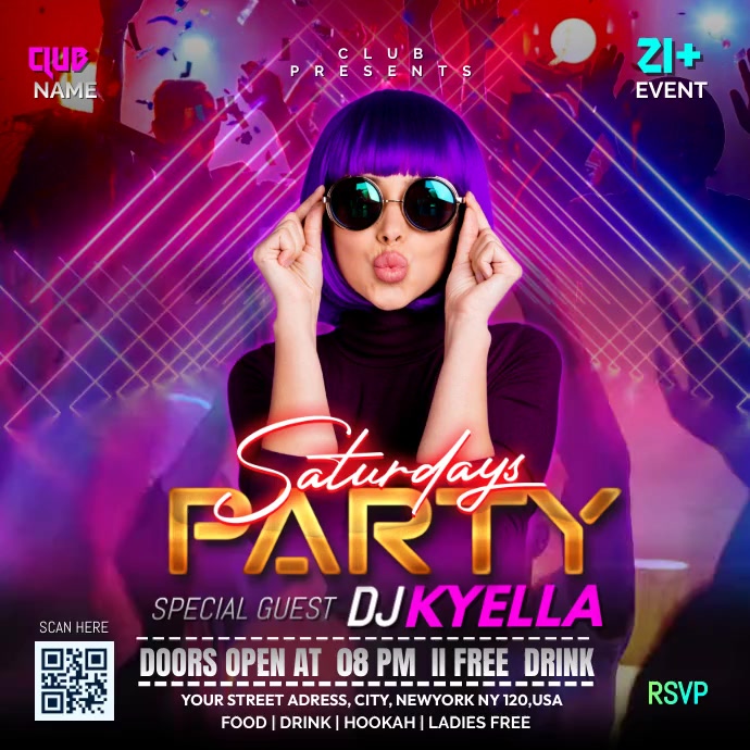 saturday party Template | PosterMyWall