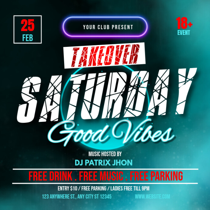 Saturday party Template | PosterMyWall