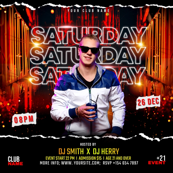SATURDAY PARTY Template | PosterMyWall