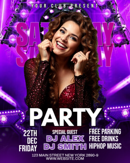 SATURDAY PARTY Template | PosterMyWall