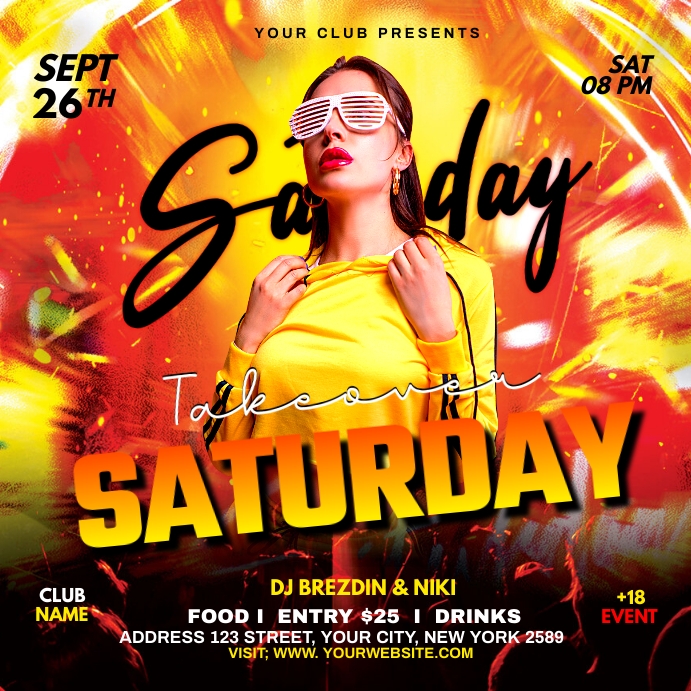 SATURDAY PARTY Template | PosterMyWall