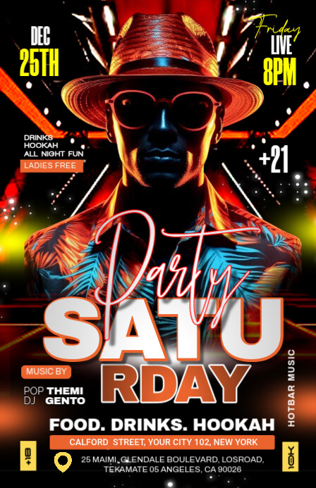 SATURDAY PARTY Template | PosterMyWall