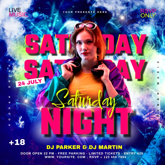SATURDAY PARTY Template | PosterMyWall