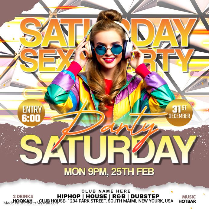 SATURDAY PARTY Template | PosterMyWall