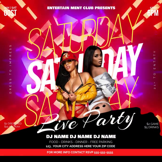 Copy of SATURDAY PARTY FLYER TEMPLATE | PosterMyWall