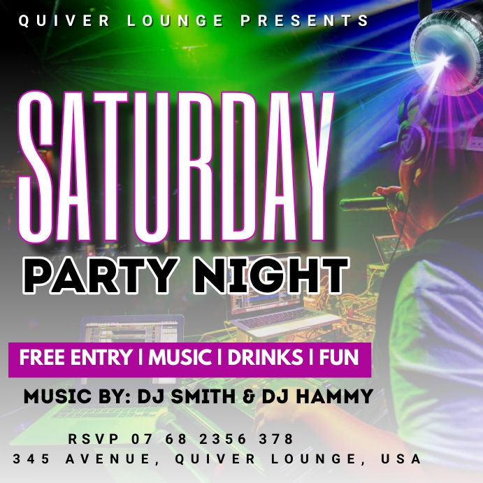 Saturday party night Template | PosterMyWall