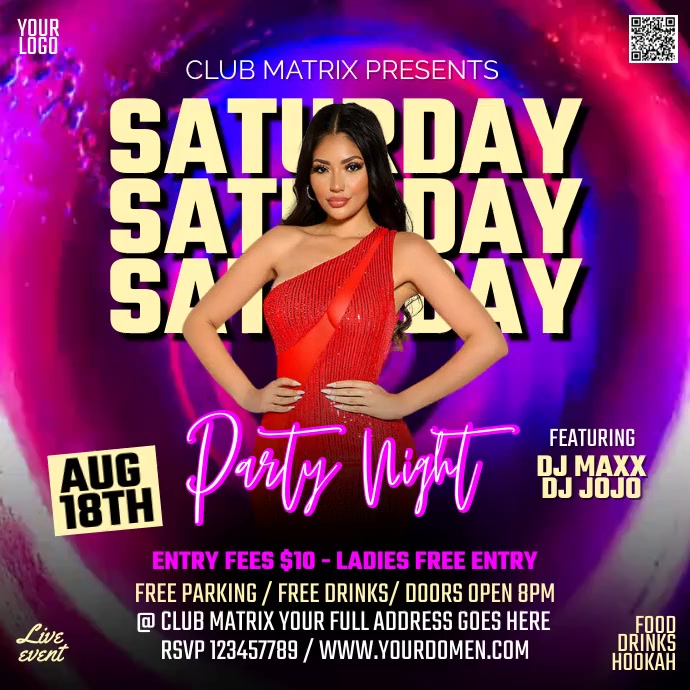 Copy of saturday party night | PosterMyWall