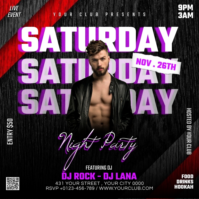 Copy of saturday party night | PosterMyWall