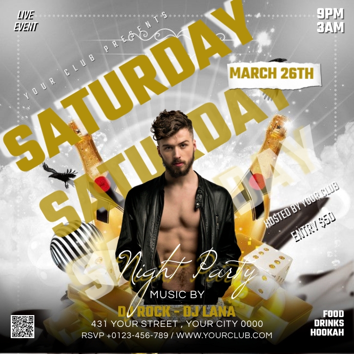 saturday party night Template | PosterMyWall