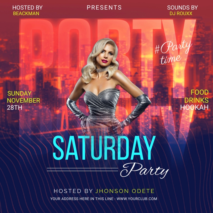SATURDAY PARTY TEMPLATE | PosterMyWall