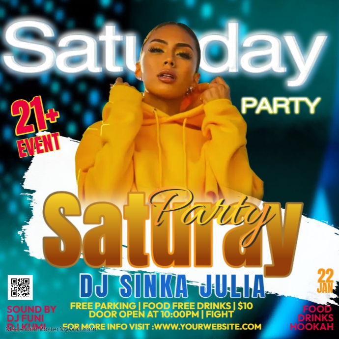 Saturday Party Vibes Template | PosterMyWall