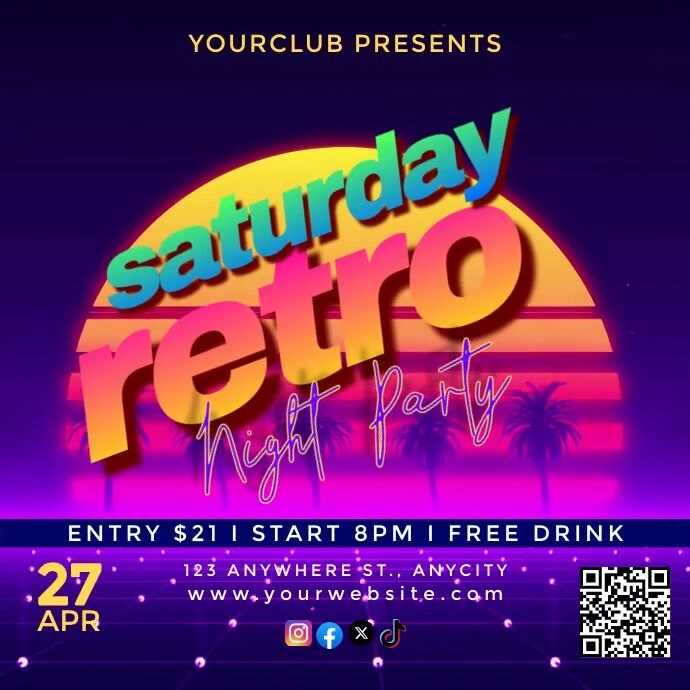 Copy of Saturday Retro Party | PosterMyWall