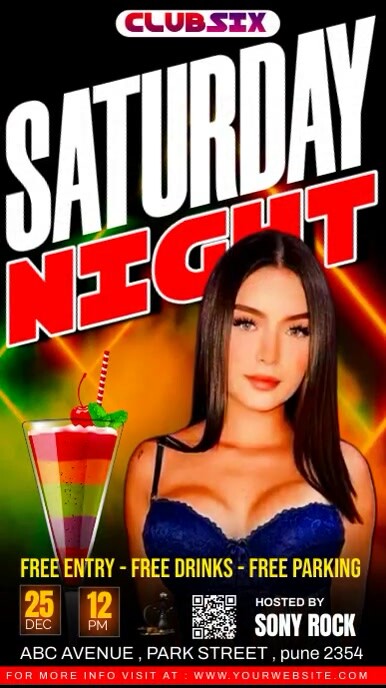 saturday sensation night club party Template | PosterMyWall