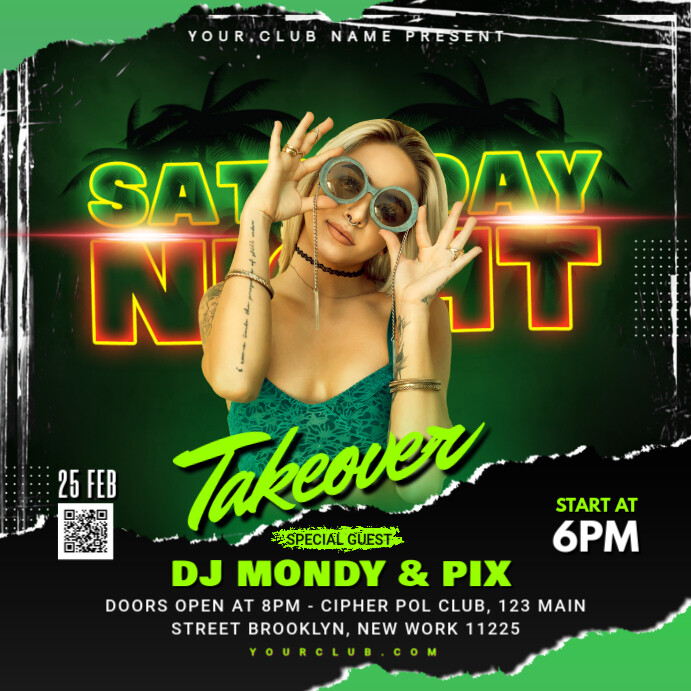 Saturday takeover Night Party Flyer Template | PosterMyWall