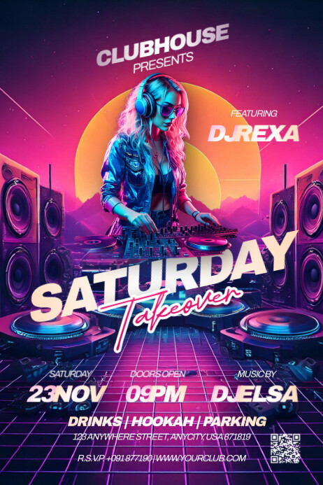 Copy of Saturday Takeover Party Event Poster Flyer | PosterMyWall