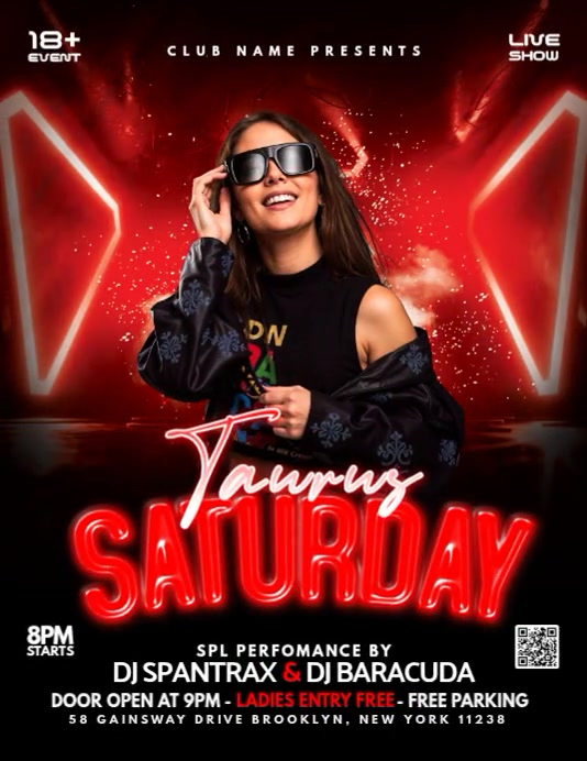 Saturday Taurus Party Flyer (us Letter) Template | PosterMyWall