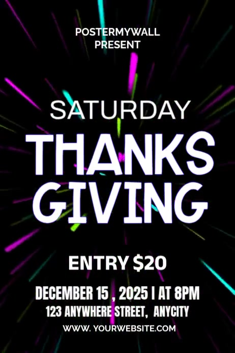 SATURDAY THANKS GIVING Template | PosterMyWall