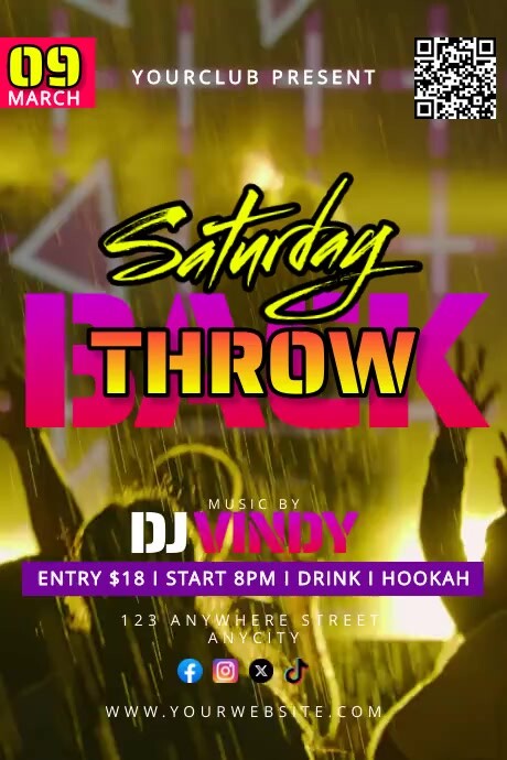 Saturday Throw Back Template | PosterMyWall