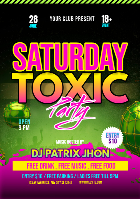 Saturday toxic party Template | PosterMyWall