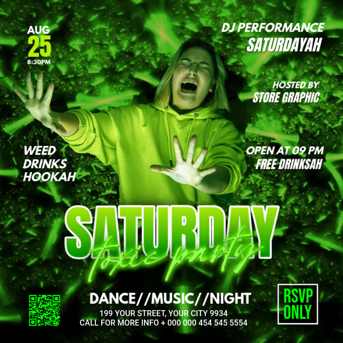 Saturday Toxic Party Template | PosterMyWall