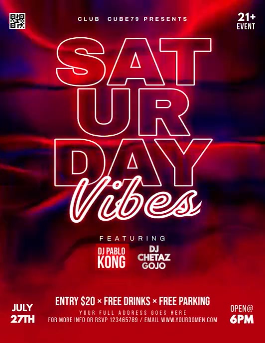 SATURDAY VIBES Template | PosterMyWall