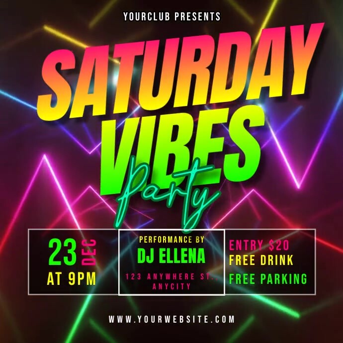 Saturday Vibes Party Template | PosterMyWall