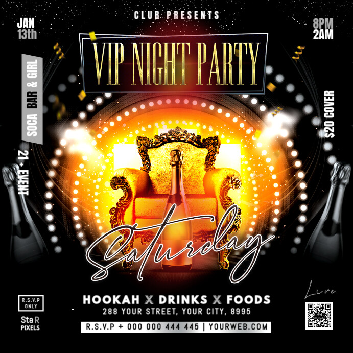 saturday VIP night party Template | PosterMyWall