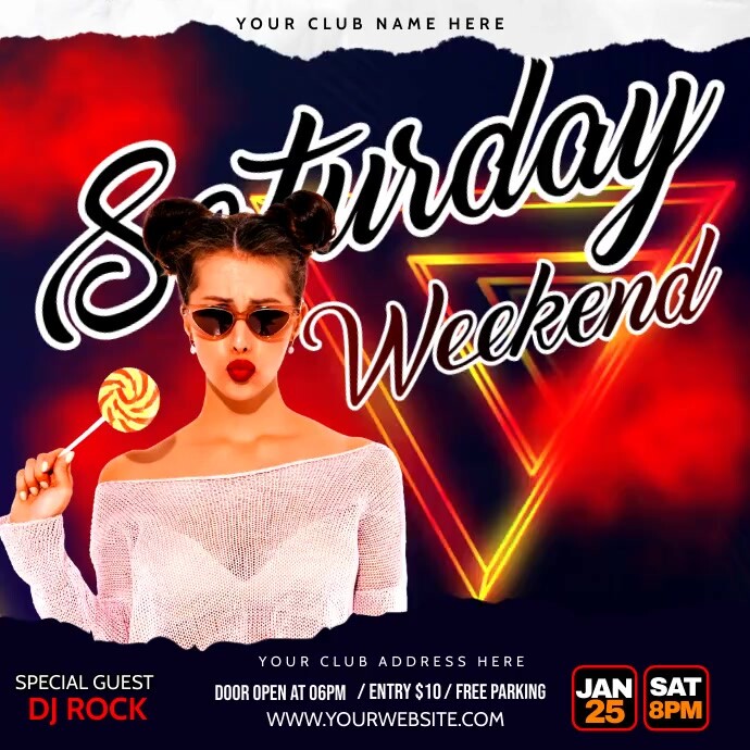 saturday weekend Night Party Flyer Templat | PosterMyWall