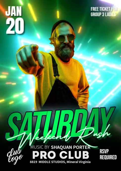 Plantilla de Saturday Weekend Rush | PosterMyWall