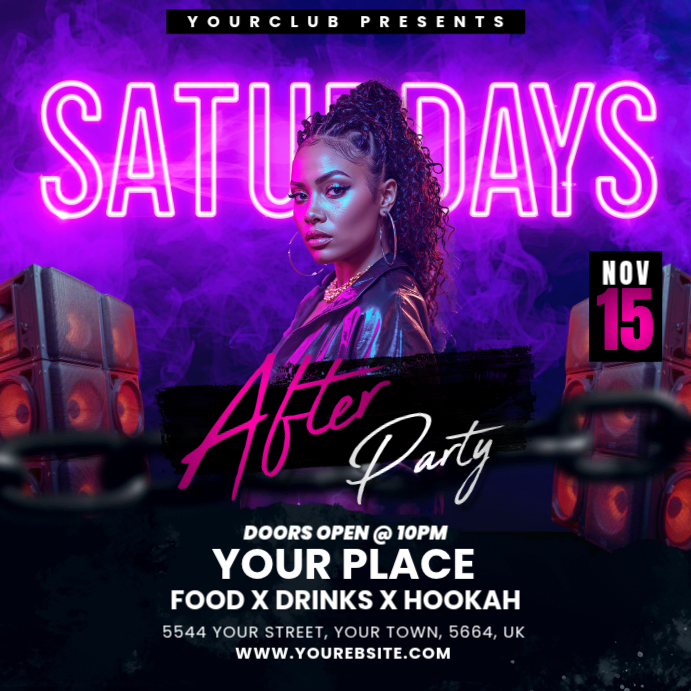 Saturdays Night Party Flyer Template | PosterMyWall