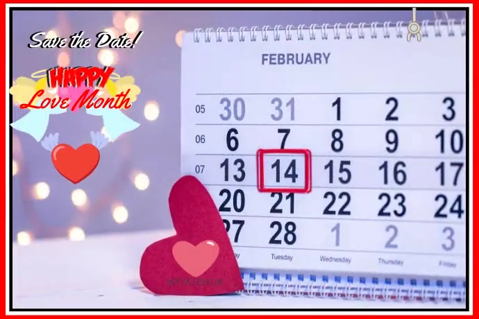Save the date 14 February Happy New Month Template | PosterMyWall