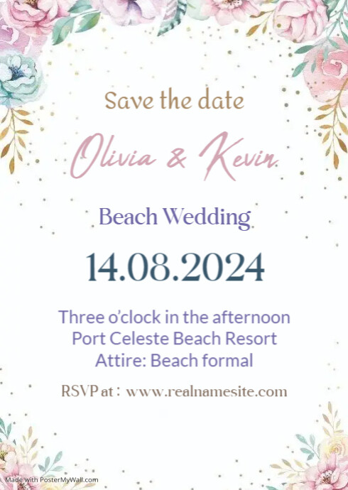 Save the Date A6 Template | PosterMyWall