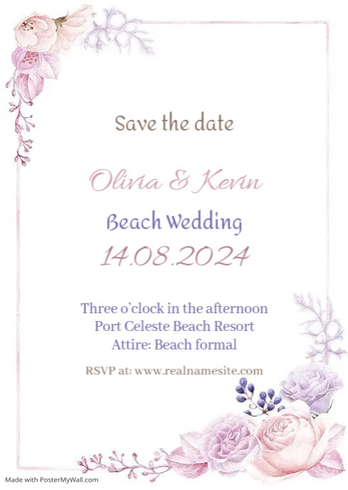 Save the Date A6 Template | PosterMyWall