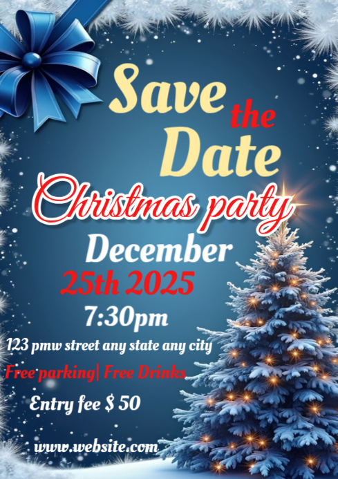 Save the date Christmas party card Template | PosterMyWall