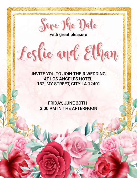 Save the Date Floral Flyer Invitation Template | PosterMyWall