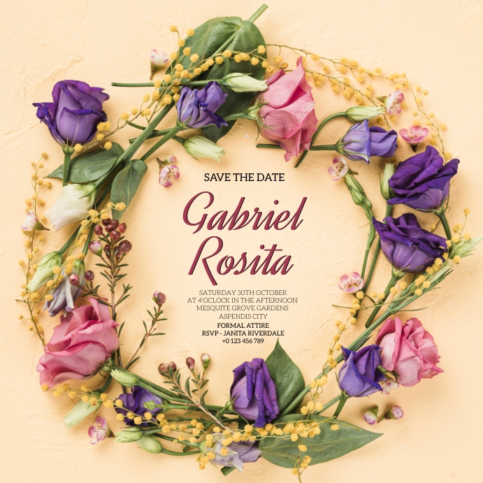 SAVE THE DATE INSTAGRAM POST WEDDING DESIGN Template | PosterMyWall