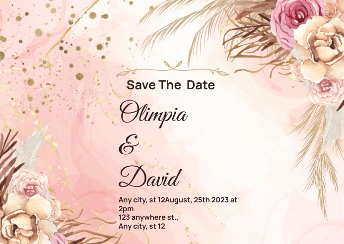 Save the date pink floral card Template | PosterMyWall