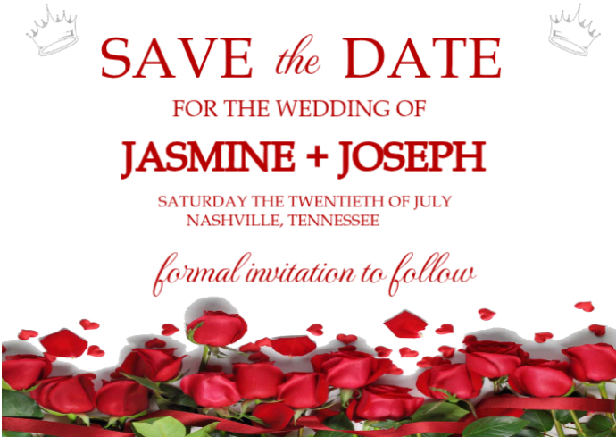 Save the Date Red Rose Template | PosterMyWall
