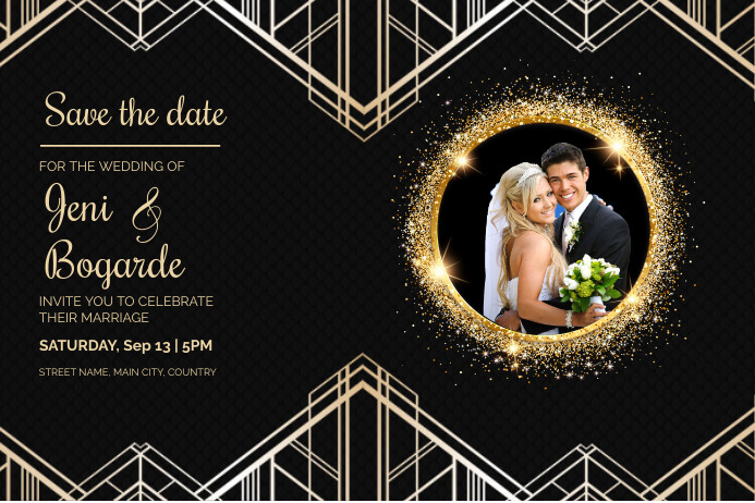 Save the date template gold abstract (1) | PosterMyWall