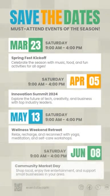 Save the Dates Must Attend Event Schedule Calendar Video Template ...