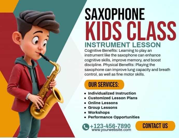 Saxophone Kids Class Template | PosterMyWall