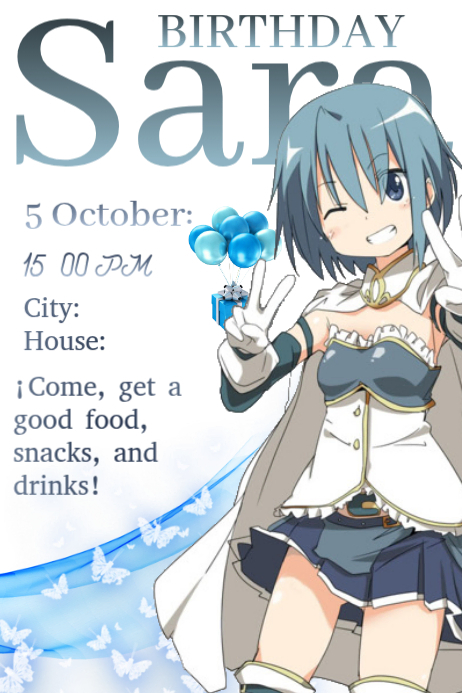 Sayaka Madoka Magica Homura Birthday Template | PosterMyWall