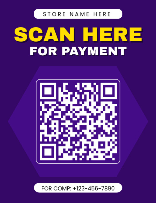 Scan Qr Code And Pay Flyer (us Letter) Template | PosterMyWall