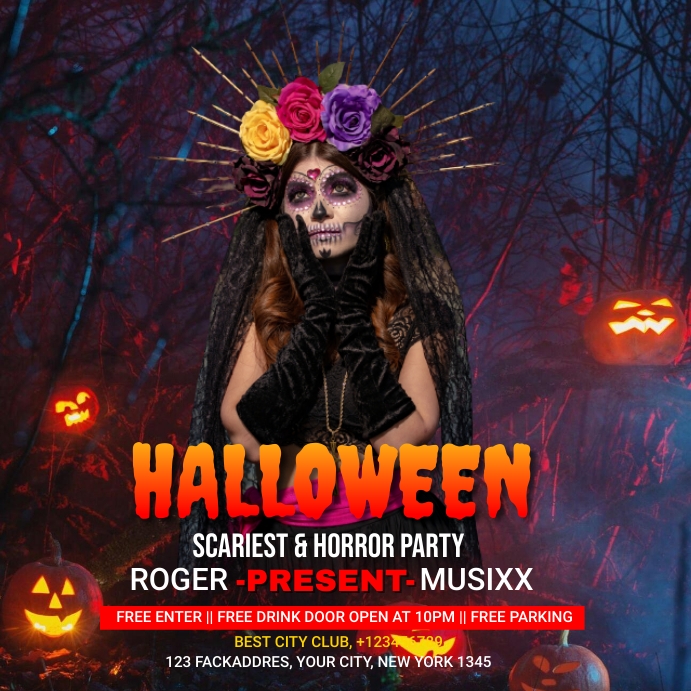 Scariest Halloween Party Instagram Ads Template | PosterMyWall