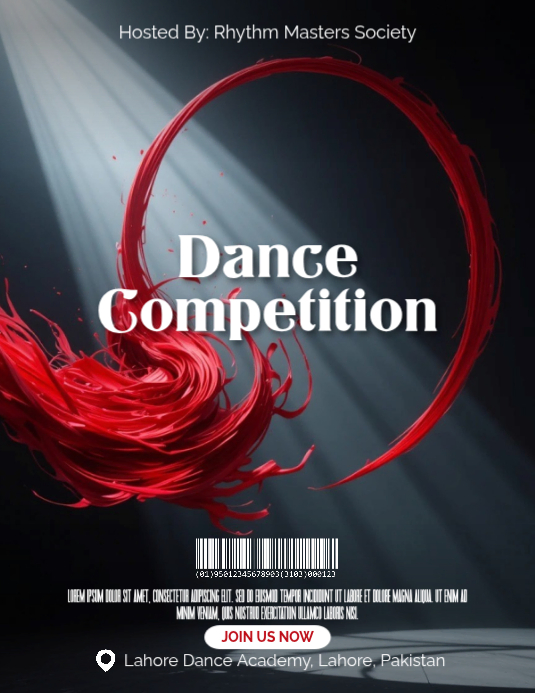 Scarlet Slate Minimal Dance Competition Flyer Template Kinetic Brand ...